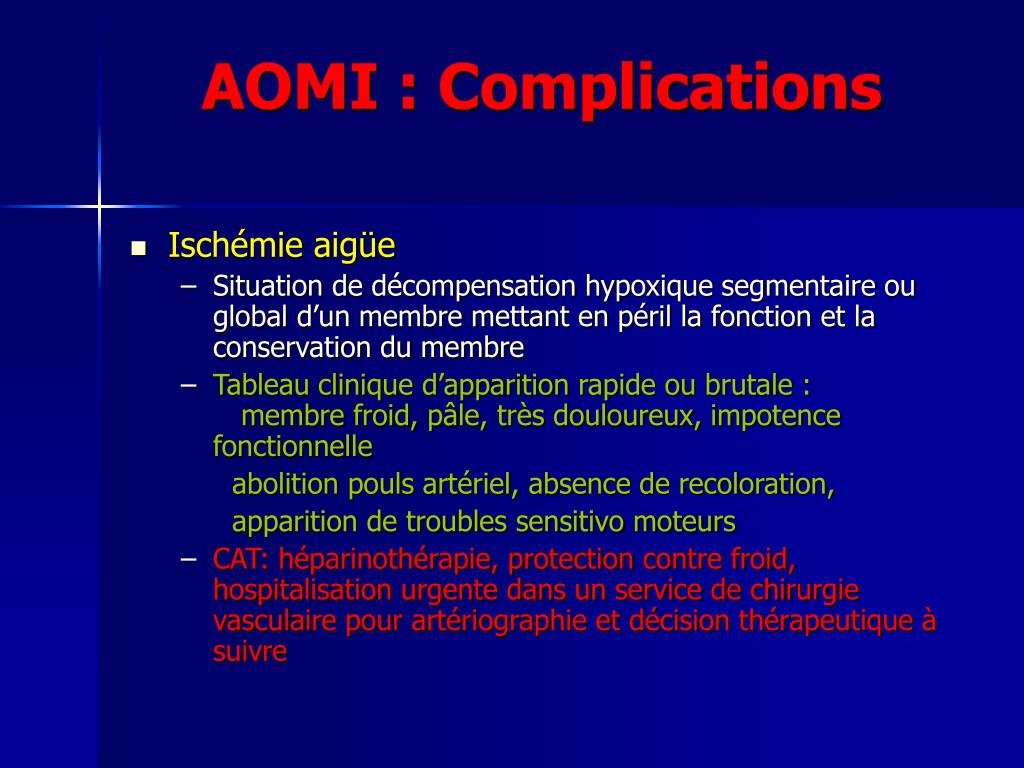 PPT - Artériopathie oblitérante des membres inférieurs (AOMI ...