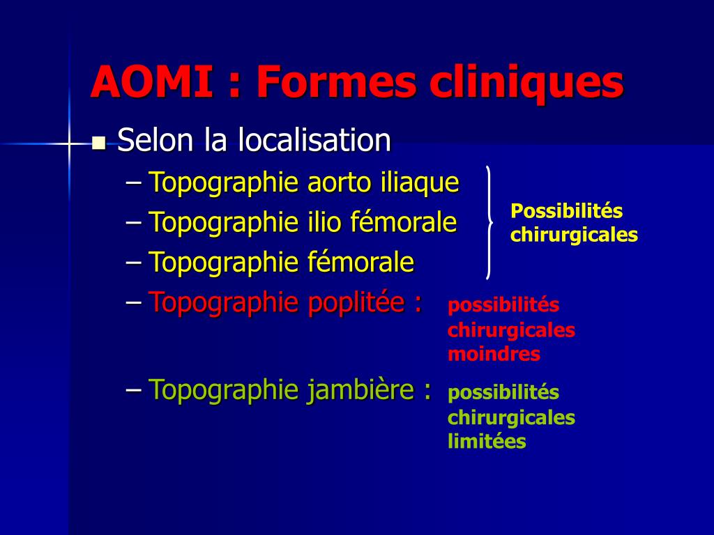 PPT - Artériopathie oblitérante des membres inférieurs (AOMI ...