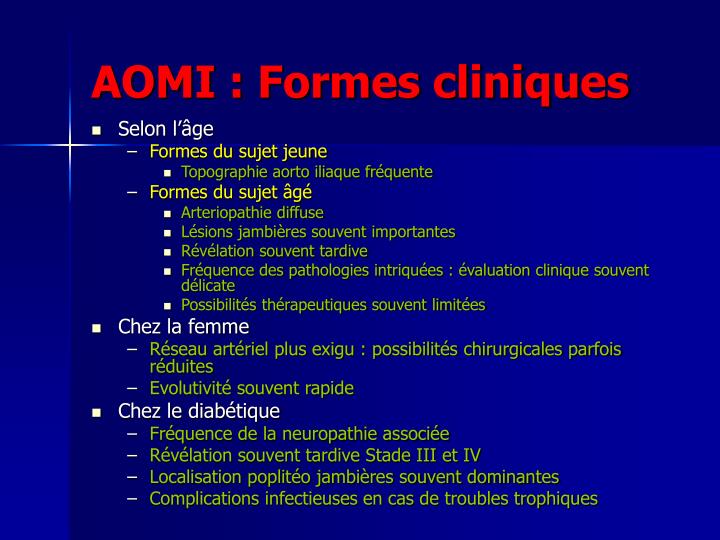 PPT - Artériopathie oblitérante des membres inférieurs (AOMI ...