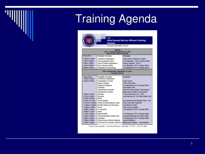 PPT - Training Agenda PowerPoint Presentation, free download - ID:2916832