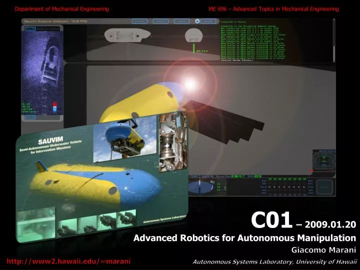 PPT - C01 – 2009.01.20 Advanced Robotics for Autonomous Manipulation ...