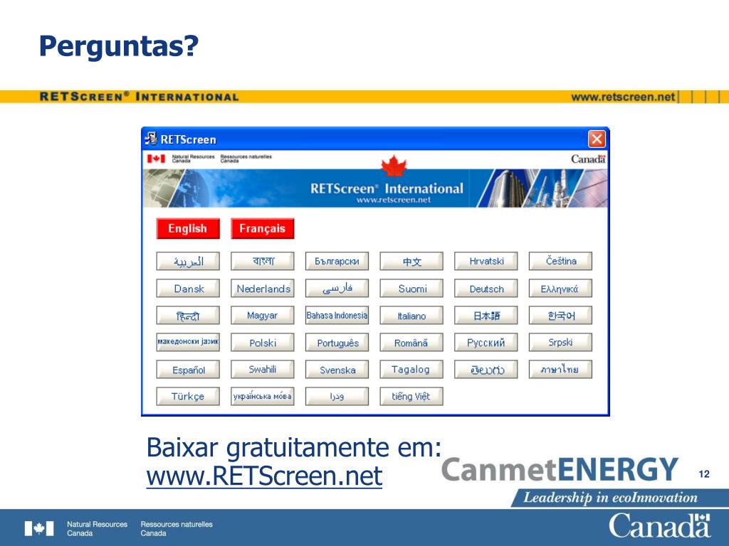 PPT - RETScreen Plus Seminário sobre o software de Gerenciamento ...