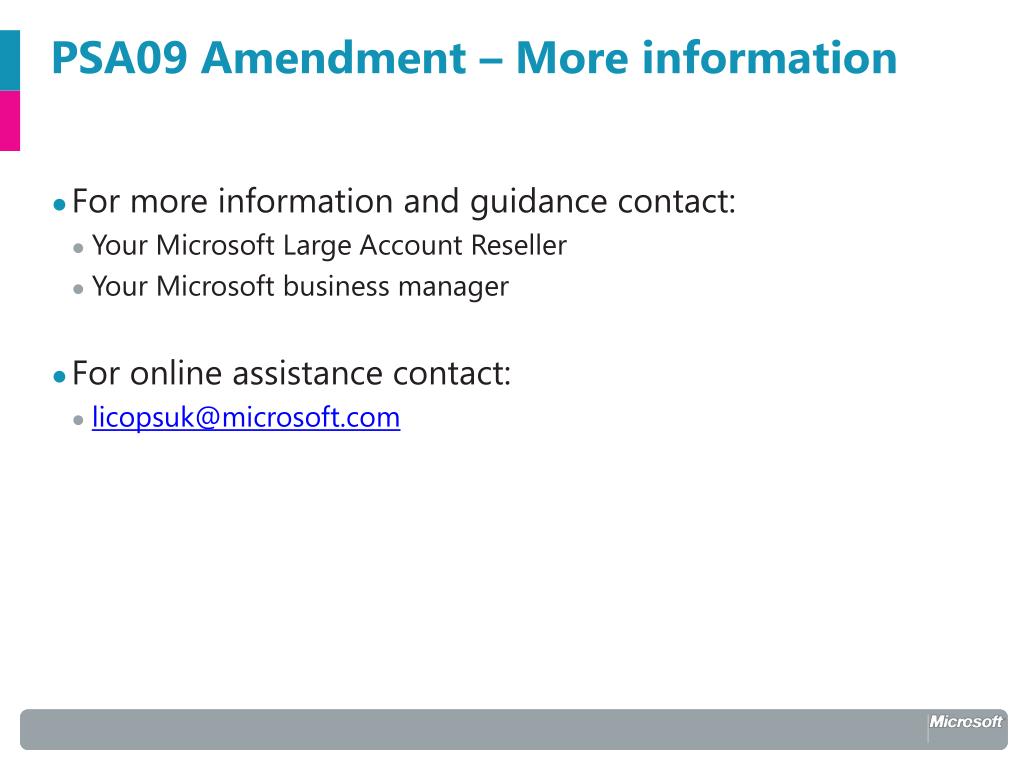 PPT - Microsoft Public Sector Agreement (PSA09) November 2010 Amendment ...