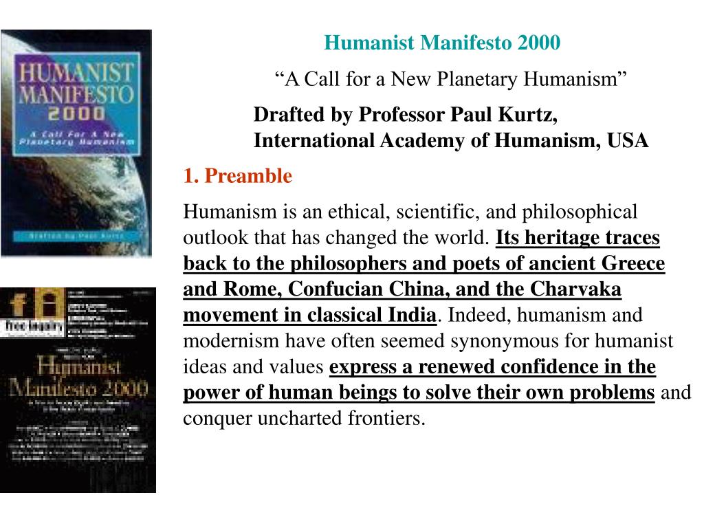 PPT - Humanist Manifesto 2000 “A Call for a New Planetary Humanism ...