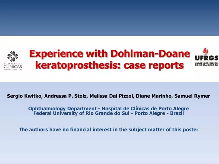 PPT - Experience with Dohlman-Doane keratoprosthesis : case reports ...