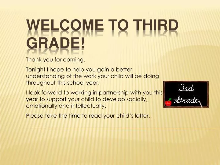 PPT - Welcome to Third Grade! PowerPoint Presentation, free download ...