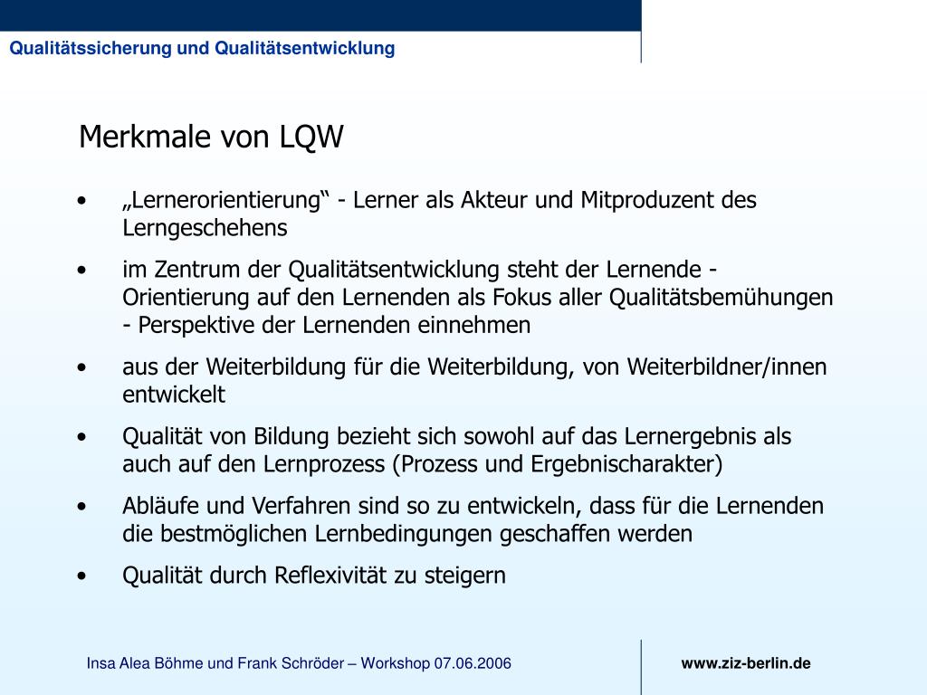 PPT - Workshop - Beitrag 07.06.2006 der LQW Regionalen ...