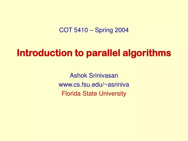 PPT - Introduction to parallel algorithms PowerPoint Presentation, free download - ID:2918683