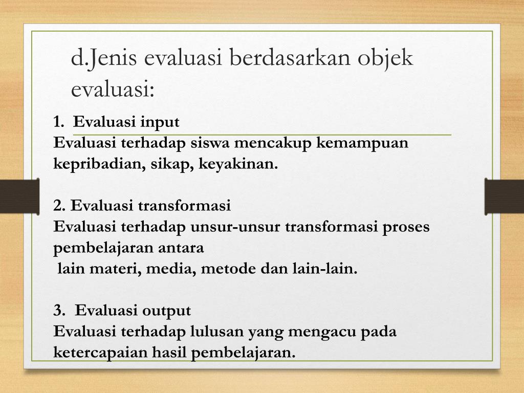 PPT - JENIS – JENIS EVALUASI PENDIDIKAN BAHASA INGGRIS PowerPoint ...