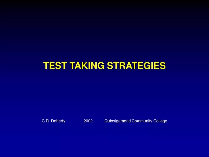 PPT - TEST TAKING STRATEGIES PowerPoint Presentation, free download ...