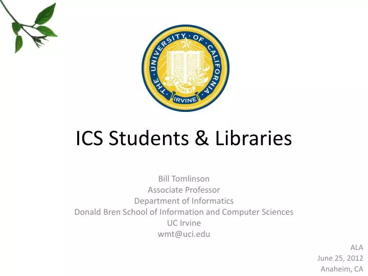 PPT - ICS Students & Libraries PowerPoint Presentation, free download ...