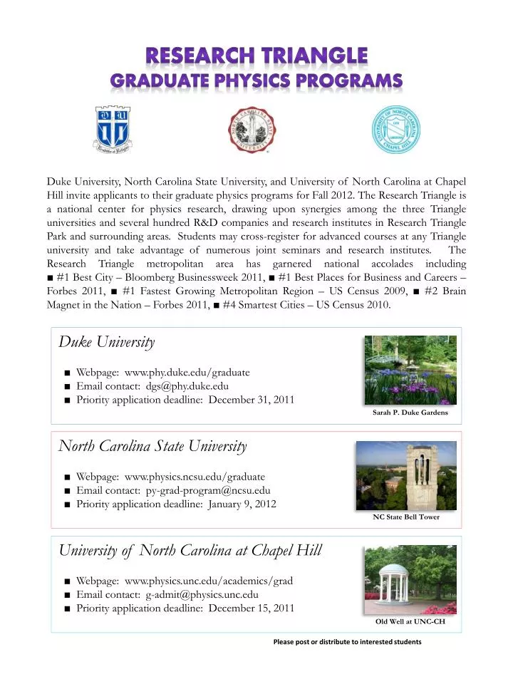 PPT - Research triangle graduate Physics programs PowerPoint ...