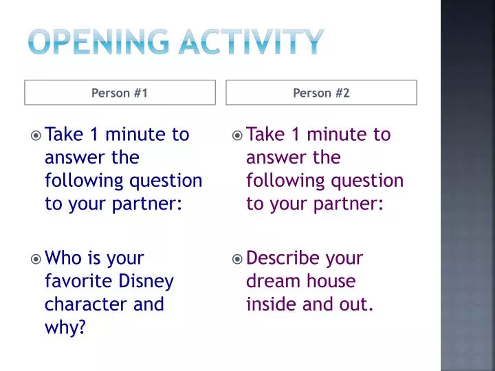 PPT - Opening Activity PowerPoint Presentation, free download - ID:2924576