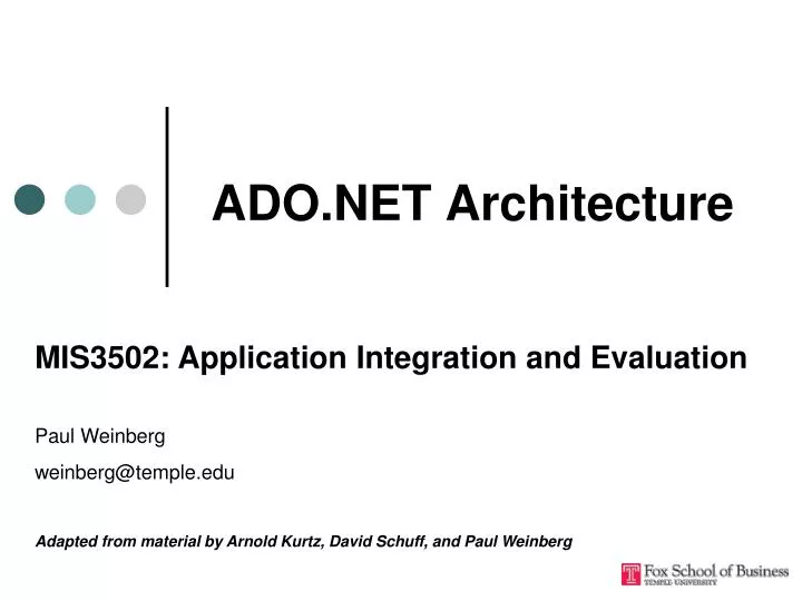 PPT - ADO.NET Architecture PowerPoint Presentation, free download - ID ...