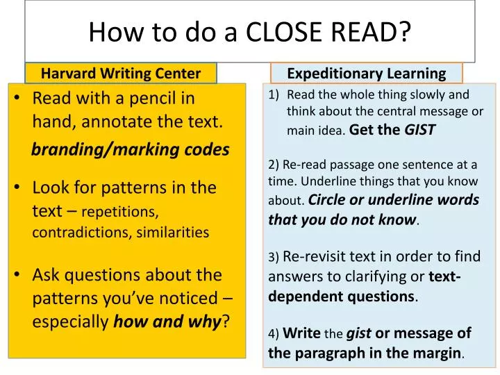 PPT - How to do a CLOSE READ? PowerPoint Presentation, free download ...