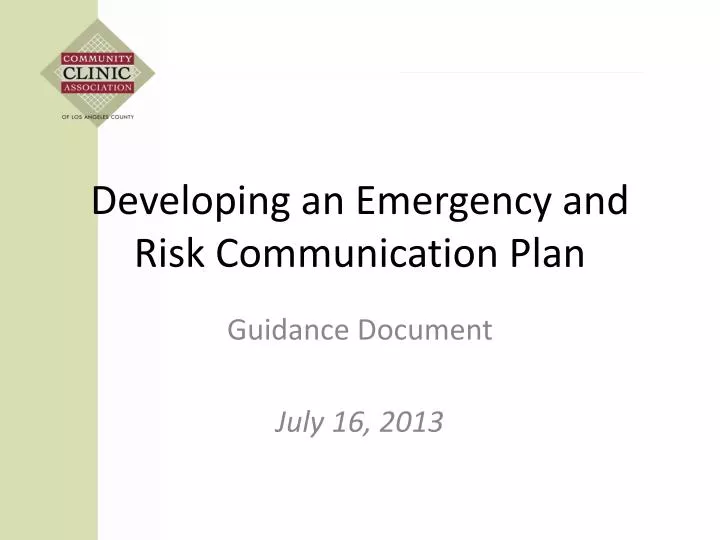 PPT - Developing an Emergency and Risk Communication Plan PowerPoint ...