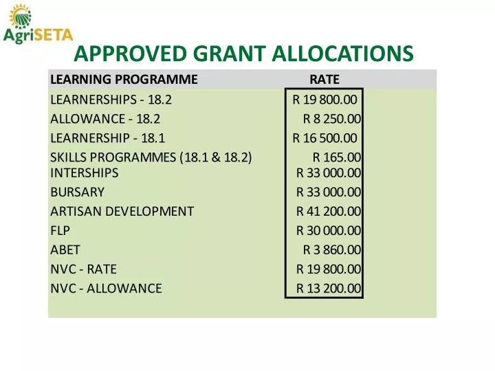 PPT - APPROVED GRANT ALLOCATIONS PowerPoint Presentation, free download ...