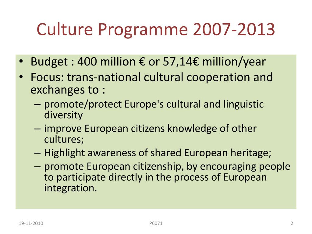PPT - EU Culture Programme Consultation: Enhancing Transnational ...
