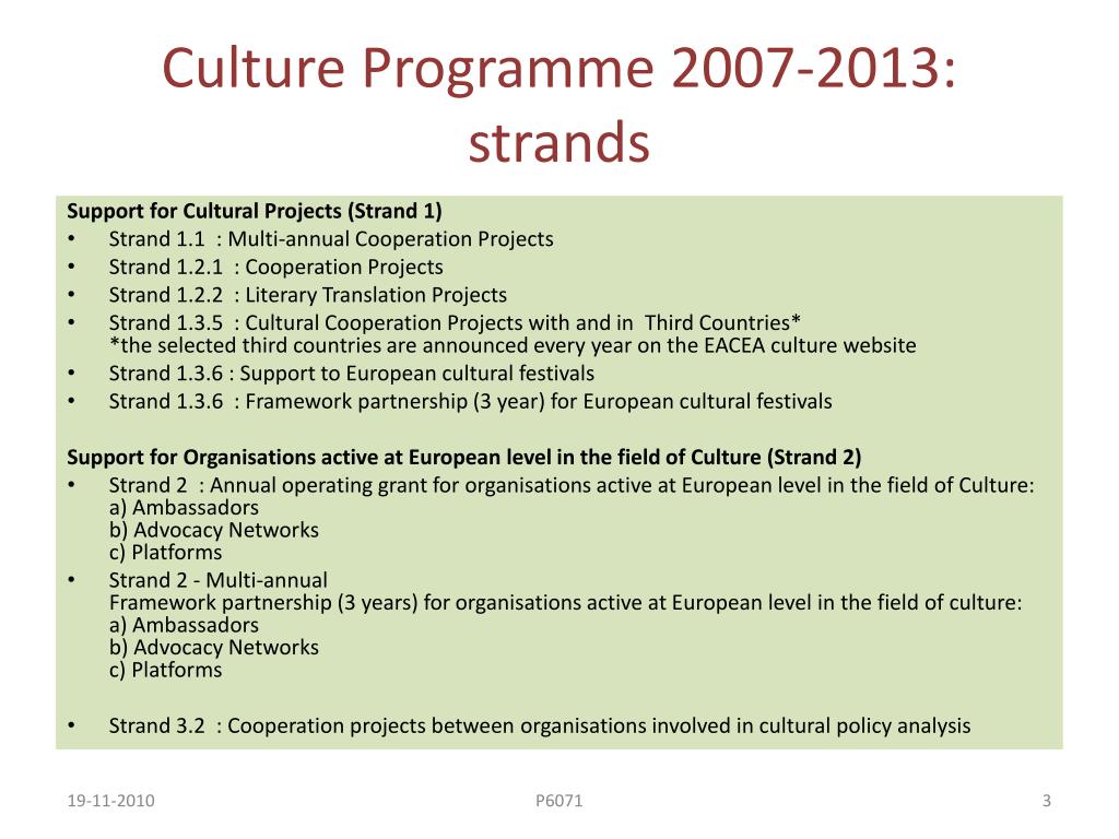 PPT - EU Culture Programme Consultation: Enhancing Transnational ...