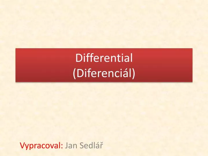PPT - Differential (Diferenciál) PowerPoint Presentation, free download ...