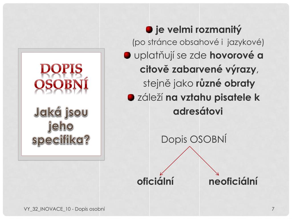 PPT - Datum vytvoření: 18. 8. 2011 Téma: Dopis osobní Cíl prezentace ...