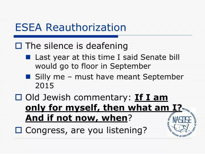 PPT - ESEA Reauthorization PowerPoint Presentation, free download - ID ...
