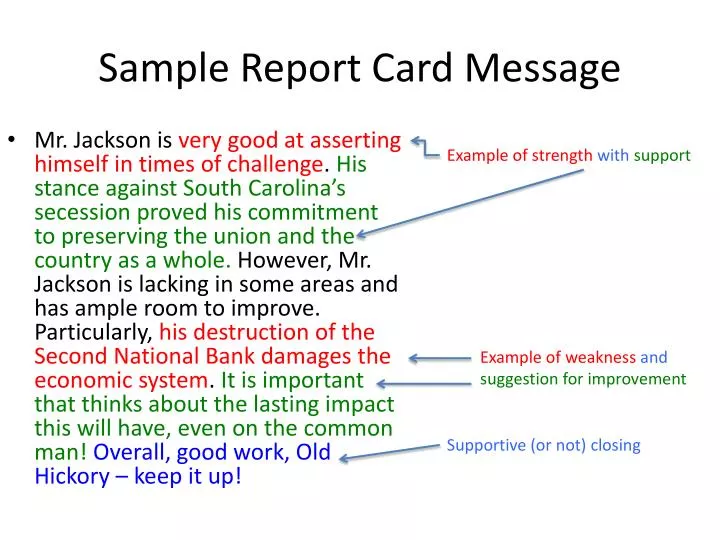 PPT - Sample Report Card Message PowerPoint Presentation, free download ...