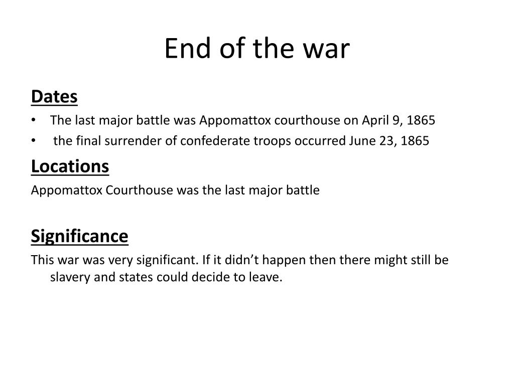 PPT - The Civil War April 12, 1861 – April 9 1865 PowerPoint ...