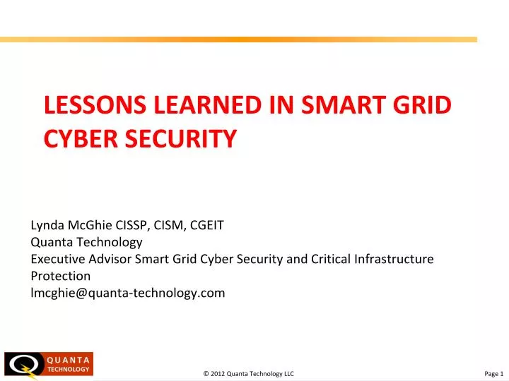 PPT - Lessons Learned in Smart Grid Cyber Security PowerPoint Presentation - ID:2933845