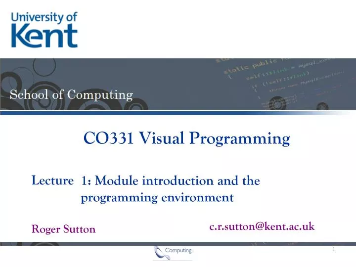 PPT - 1: Module introduction and the programming environment PowerPoint ...