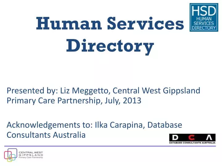 PPT - Human Services Directory PowerPoint Presentation, free download ...
