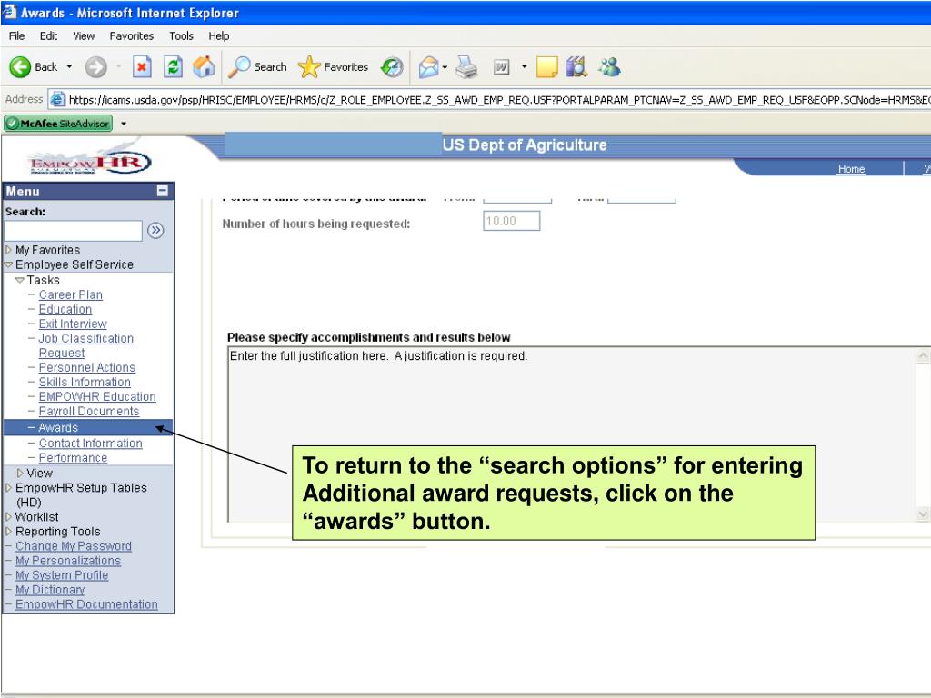 PPT - Employee Enters Individual Time Off Award – EmpowHR ESS Version 9 ...