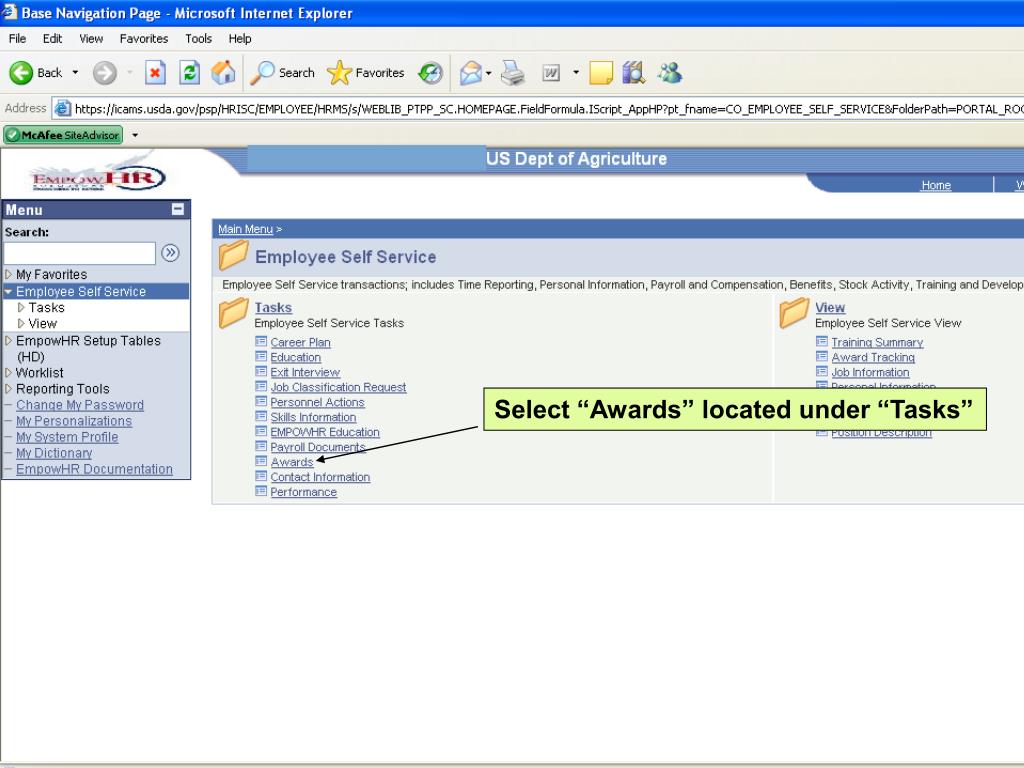 PPT - Employee Enters Individual Time Off Award – EmpowHR ESS Version 9 ...