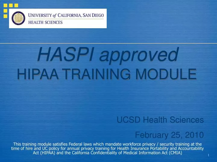 PPT - HASPI approved HIPAA TRAINING MODULE PowerPoint Presentation ...