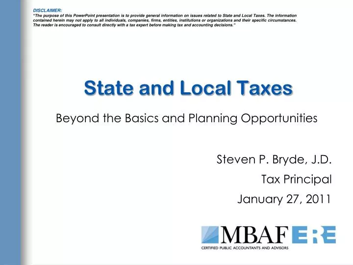 PPT - State and Local Taxes PowerPoint Presentation, free download - ID ...