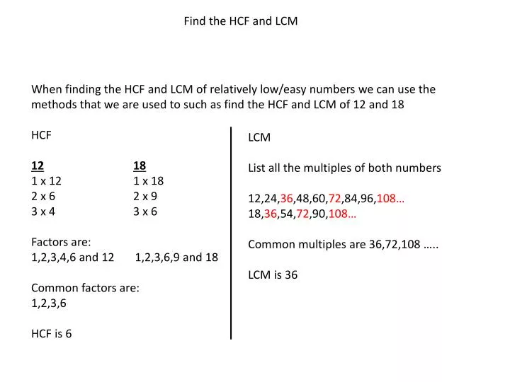 PPT - Find the HCF and LCM PowerPoint Presentation, free download - ID ... PPT - Find the HCF and LCM PowerPoint Presentation, free download - ID ...