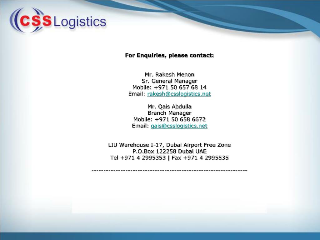 PPT - CSS Logistics was established in the year 2006 and headquartered ...