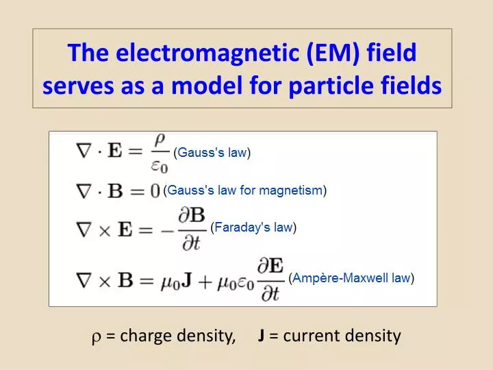 PPT - The electromagnetic (EM) field serves as a model for particle ...