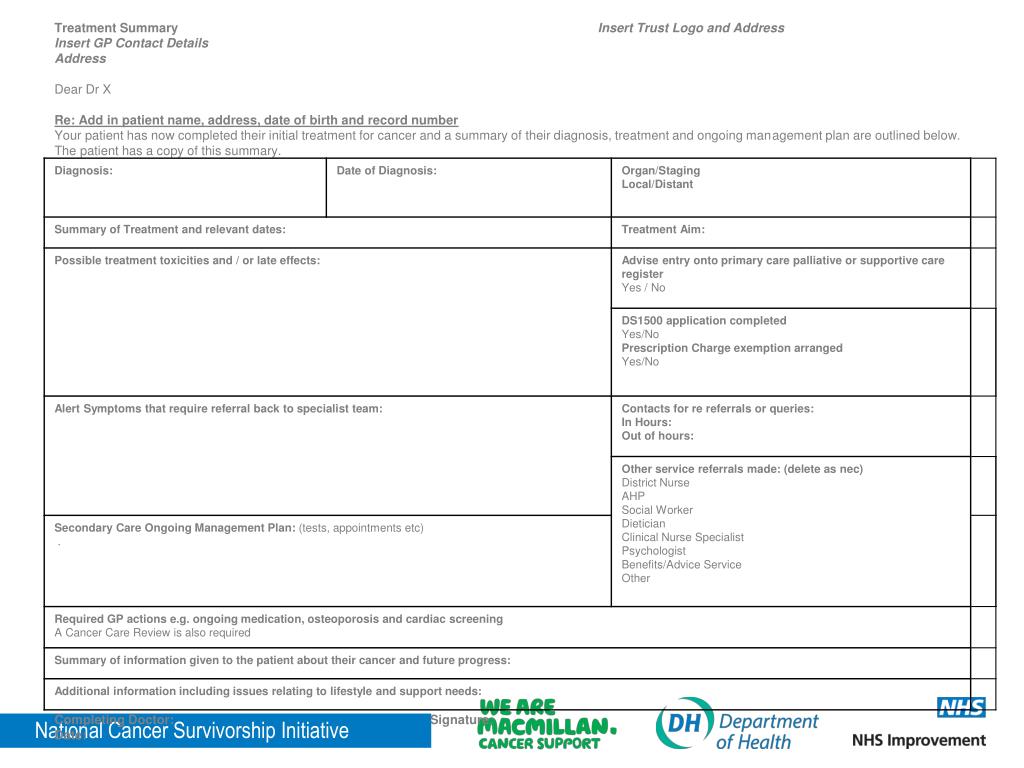PPT - The Treatment Record Summary, Cancer Care Review PowerPoint ...