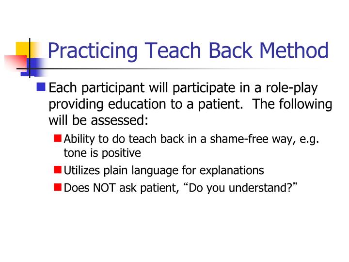 PPT - Teach Back PowerPoint Presentation - ID:2939151