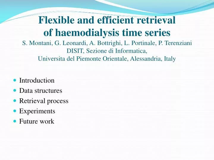 PPT - Introduction Data structures Retrieval process Experiments Future ...