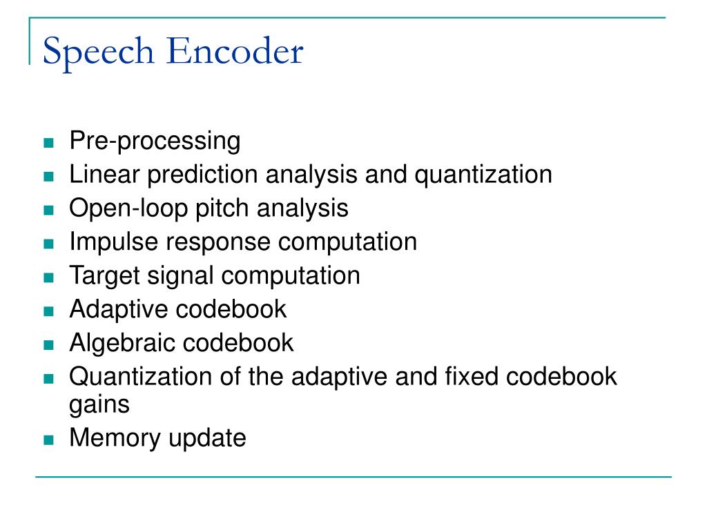 PPT - Overview of Adaptive Multi-Rate Narrow Band (AMR-NB) Speech Codec ... PPT - Overview of Adaptive Multi-Rate Narrow Band (AMR-NB) Speech Codec ...