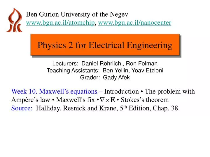 PPT - Physics 2 for Electrical Engineering PowerPoint Presentation ...