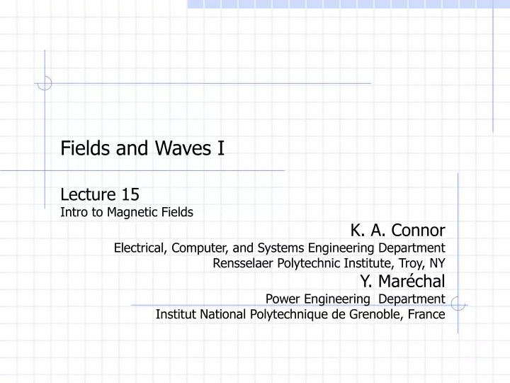 PPT - Fields and Waves I PowerPoint Presentation, free download - ID ...