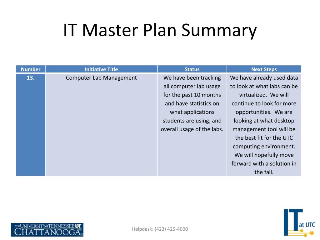 PPT - University of Tennessee at Chattanooga IT Master Plan 2013-2014 ...