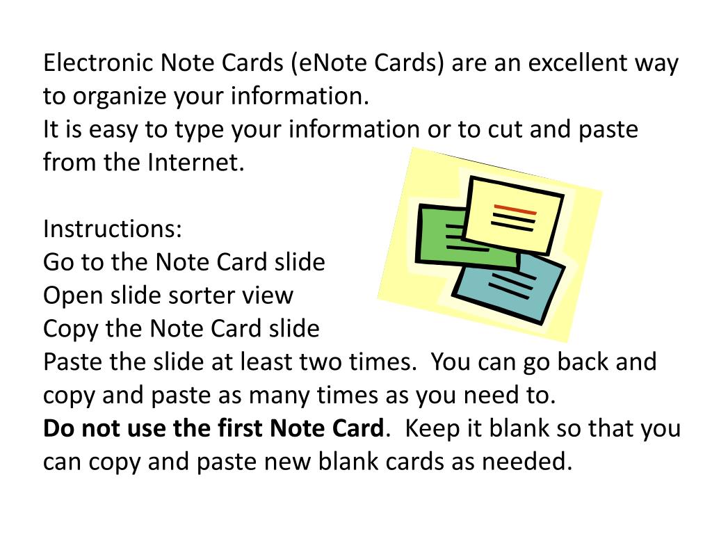 PPT - Electronic Note Cards (eNote Cards) are an excellent way to ...