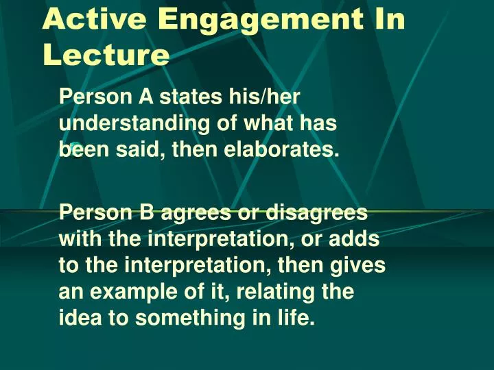 PPT - Active Engagement In Lecture PowerPoint Presentation, free ...