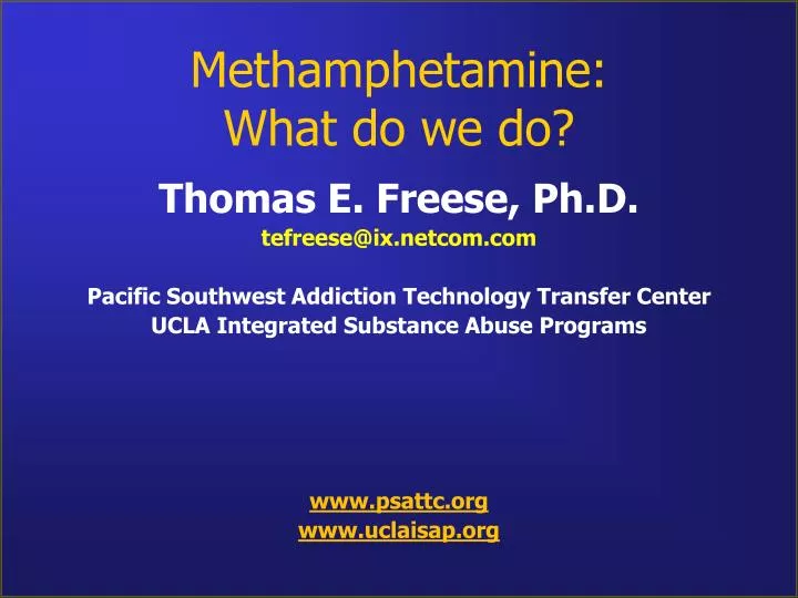 PPT - Methamphetamine: What do we do? PowerPoint Presentation, free ...