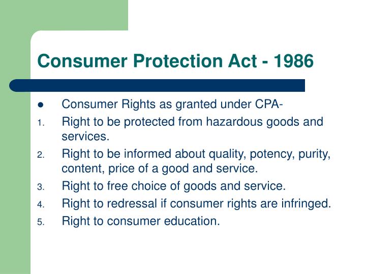 PPT - Consumerism and Consumer protection act PowerPoint Presentation ...