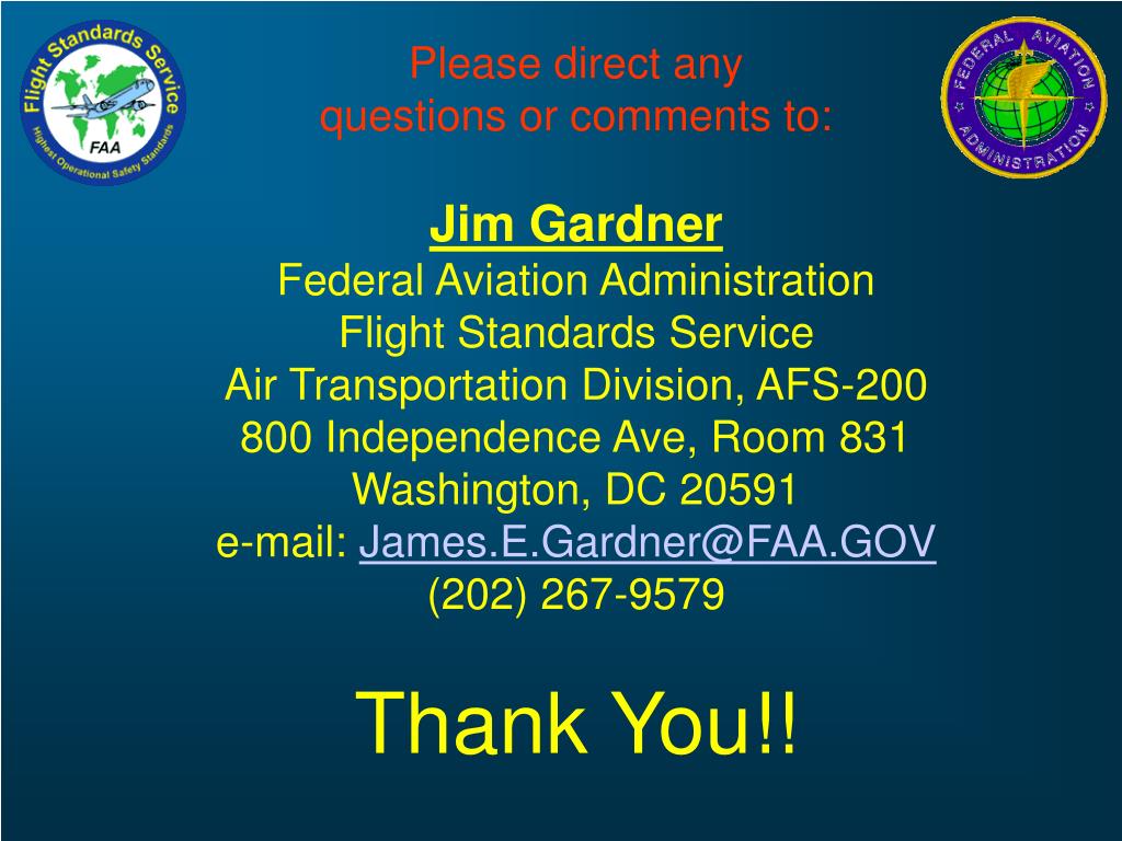 PPT - Federal Aviation Administration (FAA) Presented by Jim Gardner ...